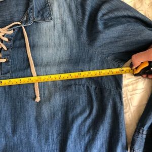Ruff Hewn | Tops | Ruff Hewn Lace Up Neck Chambray Tunic | Poshmark